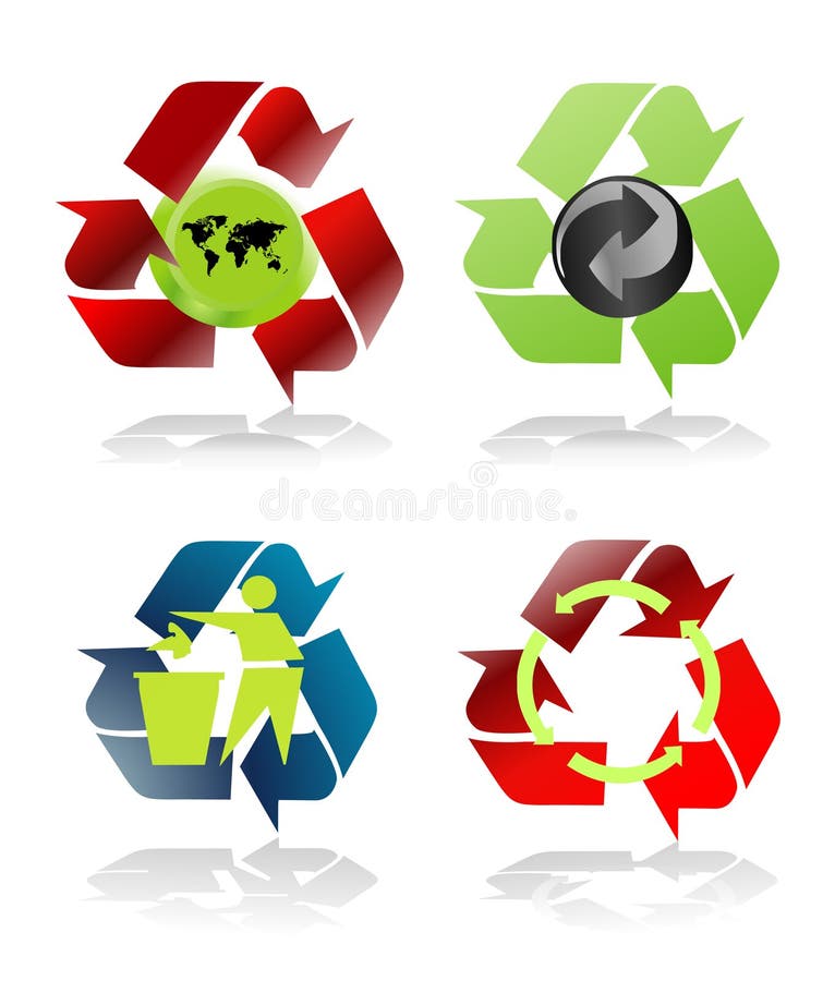 Four various recycle icons stock vector. Illustration of background ...