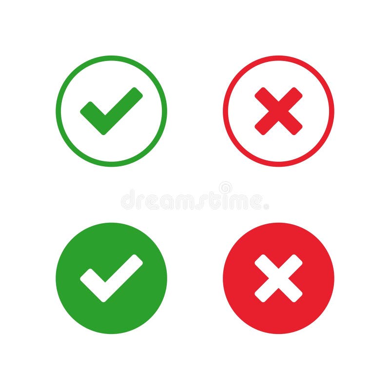 Yes and Cross Icon. Checkmark Icon. Vector Icon. 4 Icons. Stock Vector ...
