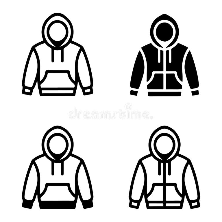 Four Vector Illustrations of Hoodies in Different Styles Stock Vector ...