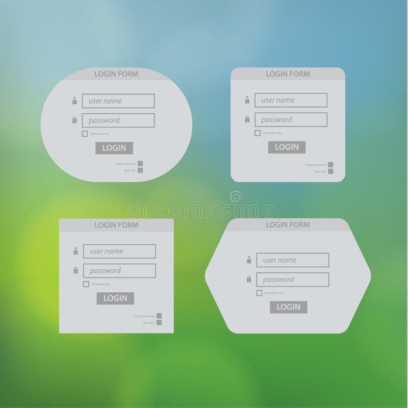 Four Login Forms Basic Login Forms Atractive Shapes Stock Illustrations ...