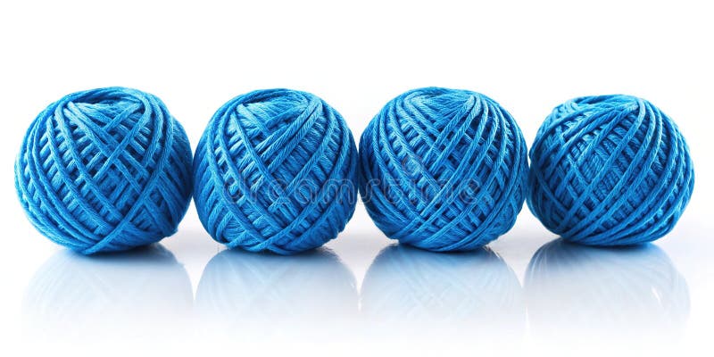 Four Vibrant Blue String Balls a CloseUp Celebration of Craft Materials ...