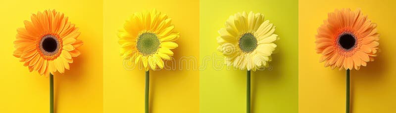 Four Vibrant Yellow and Orange Objects on Simple Background, Study in ...