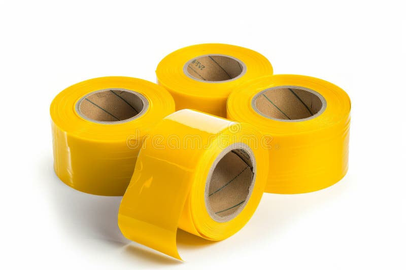 Four Yellow Tape Rolls White Background Ai Generated Stock Photos ...
