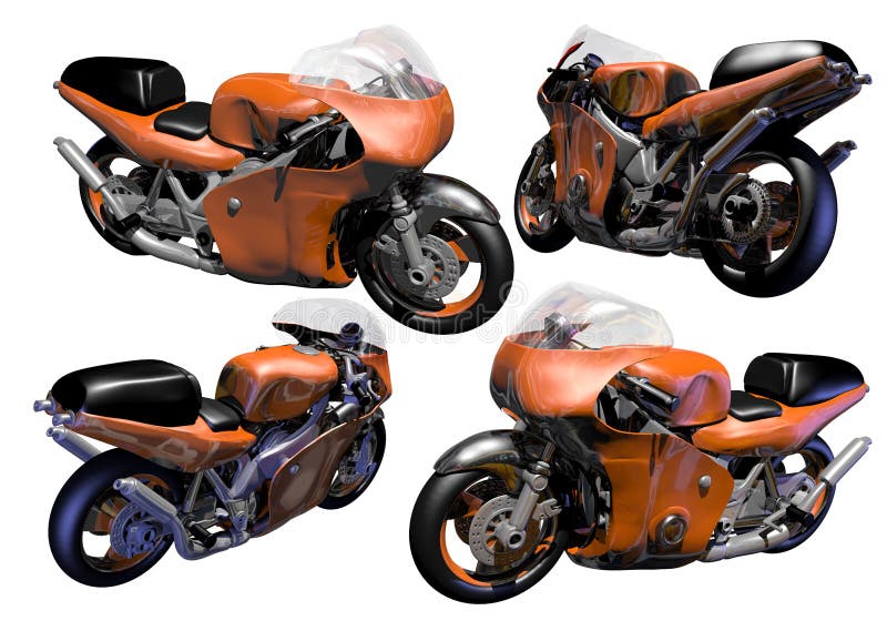 Four Views of Race Motorcycle Stock Illustration - Illustration of ...