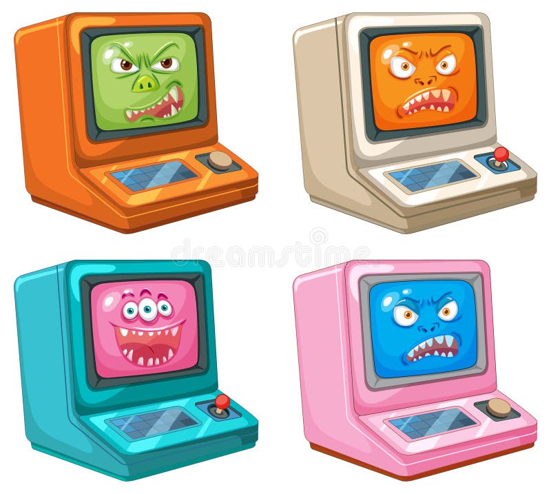 Vintage Computers Displaying Various Emotions Stock Vector ...