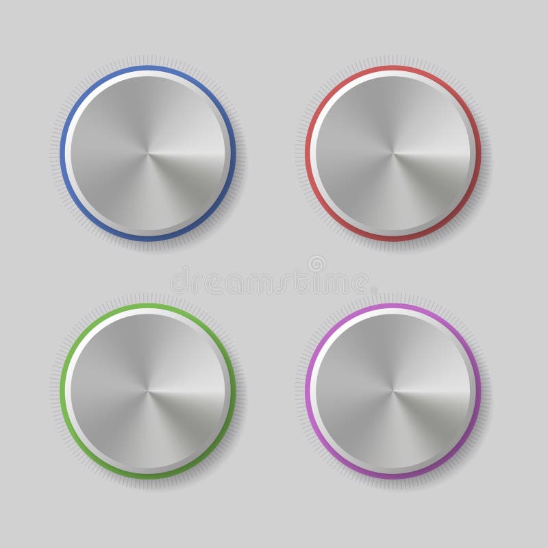 Four Volume Control Dial Button with Color Light Stock Vector ...