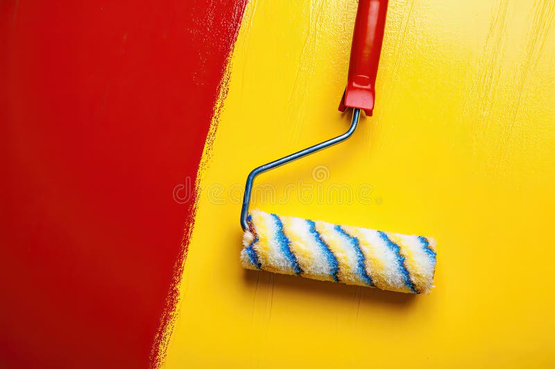 Four Wall Paint Rollers in Red, Yellow, Blue, Green Four Paint Rollers ...