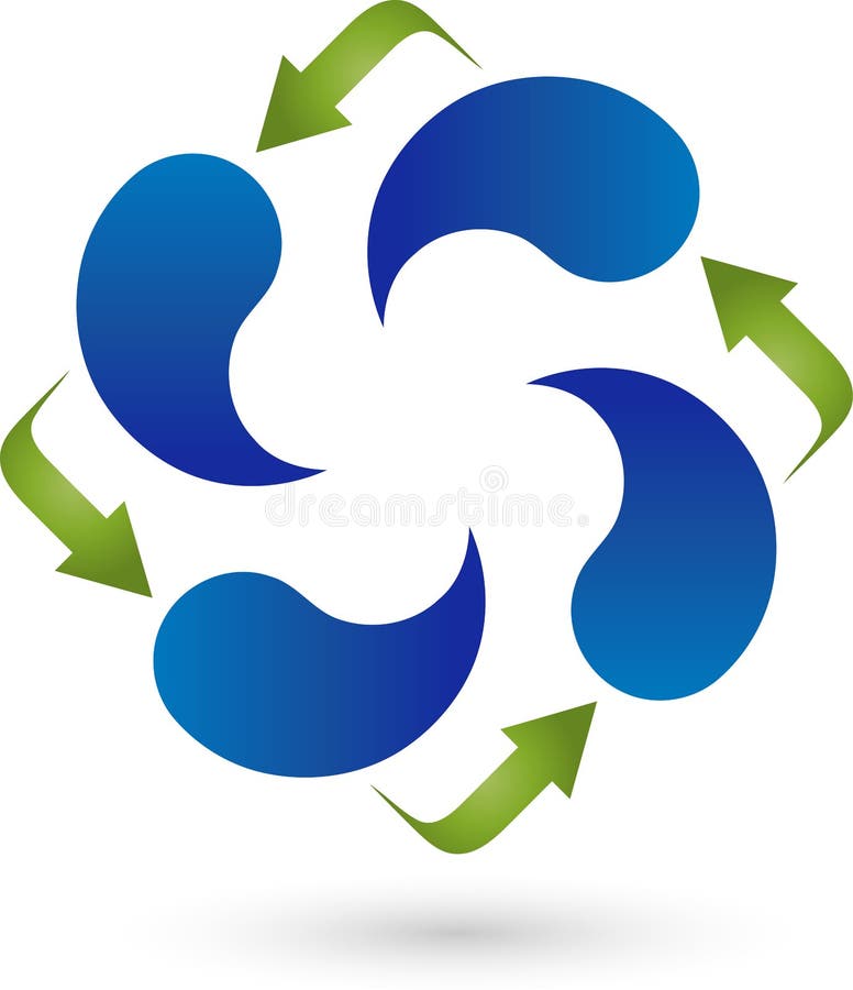 Four Water Drops and Arrows, Water and Energy Logo Stock Vector ...