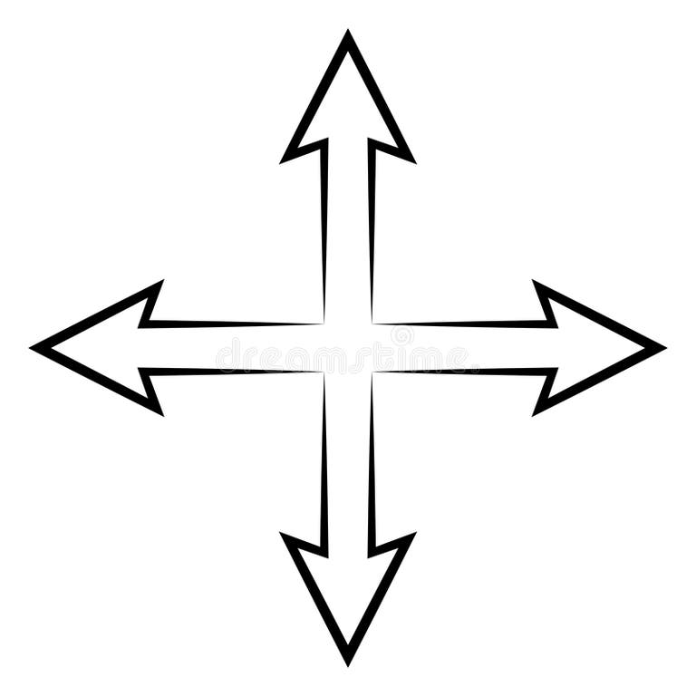 Four Way Arrow Icon, Move Cursor Cross Arrow Stock Vector ...