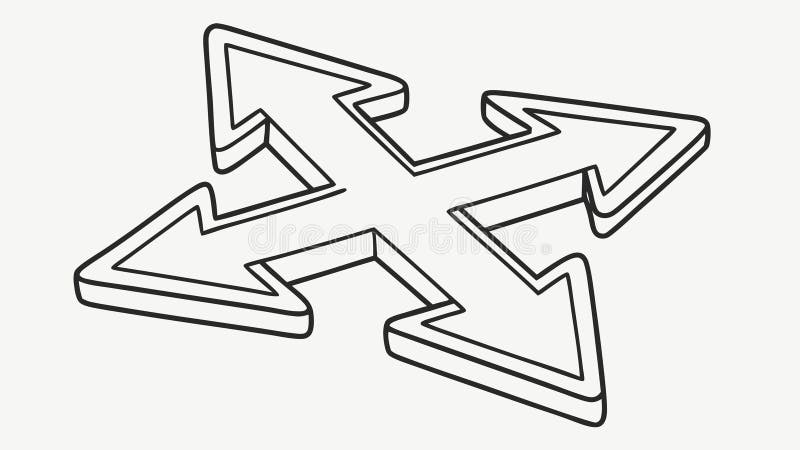 Four Way Directional Arrow Outline, Vector Design Generative AI Stock ...