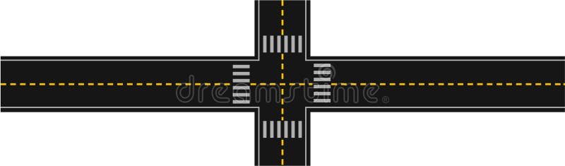 Four-Way Road Intersection â€“ Top View Road Layout Vector Stock ...