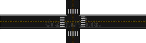 Four-Way Road Intersection â€“ Top View Road Layout Vector Stock ...