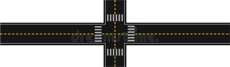 Four-Way Road Intersection â€“ Top View Road Layout Vector Stock ...