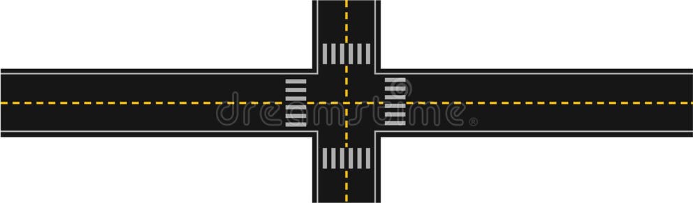 Four-Way Road Intersection â€“ Top View Road Layout Vector Stock ...