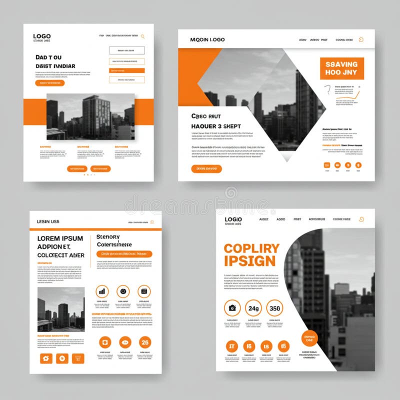 Four Web Templates Feature Modern Design Elements Stock Illustration ...