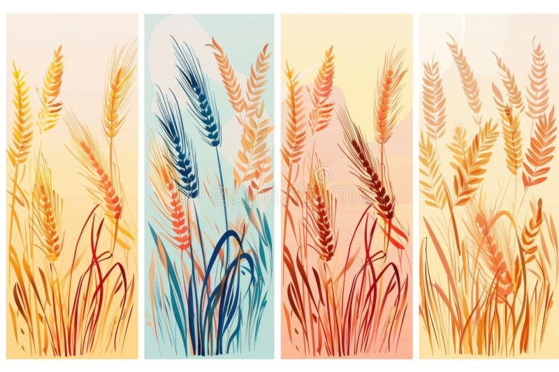 Four Wheat Varieties stock image. Image of harvest, blue - 374866865
