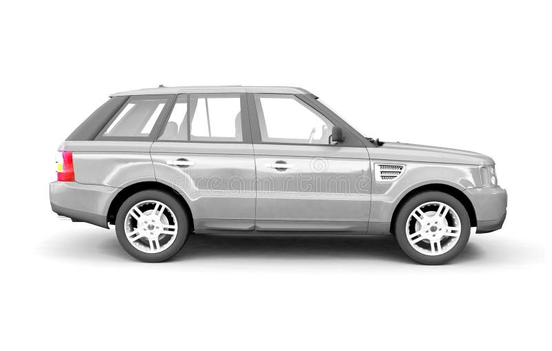 Four-wheel Drive Silver Car Side View Stock Illustration - Illustration ...