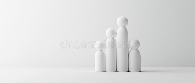 Four White Abstract Figures Stand in a Row Against a White Background ...