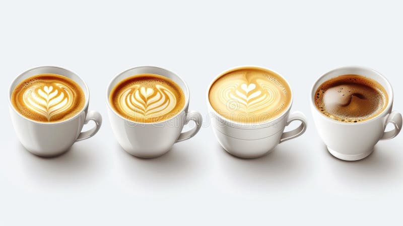 The Four Coffee Cups.AI Generated Image Stock Photo - Image of aroma ...