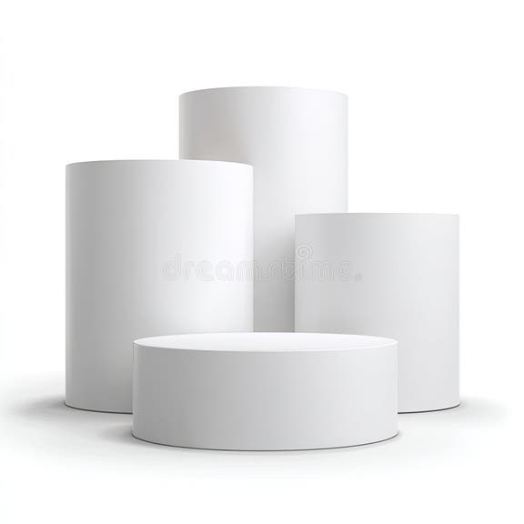 White Cylindrical Display Stands Stock Illustration - Illustration of ...
