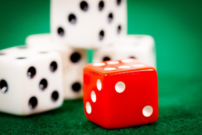 Four White Dice One Red stock image. Image of black, vegas - 45437237