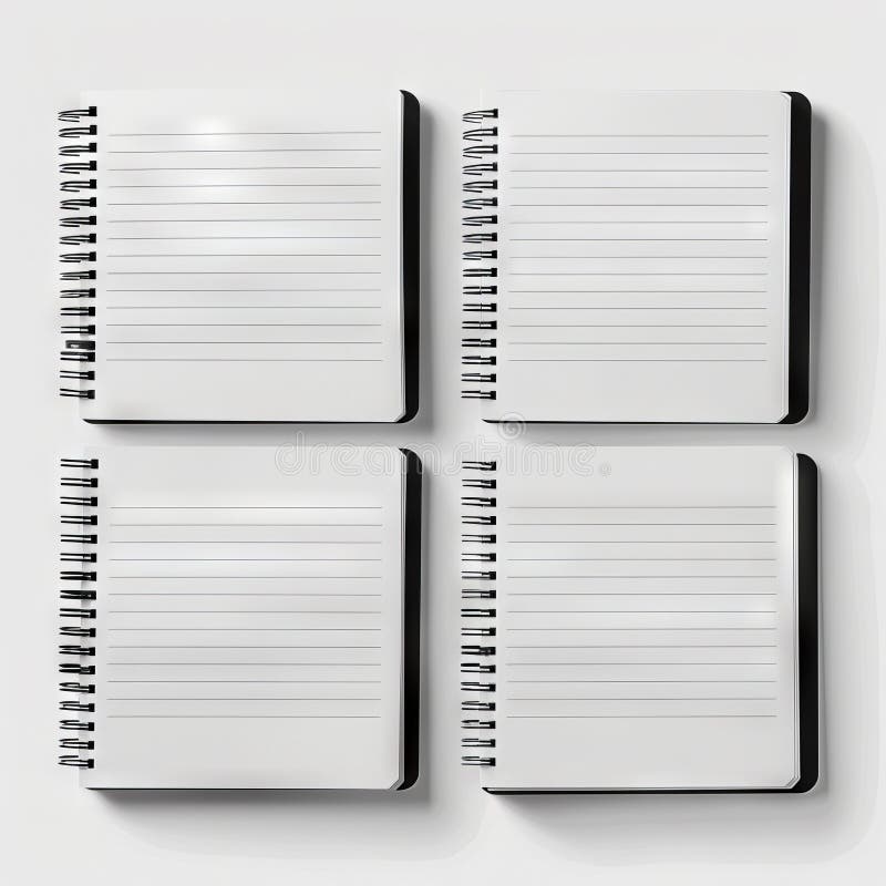 Four White Notebooks with Lines on Them Stock Image - Image of notepad ...