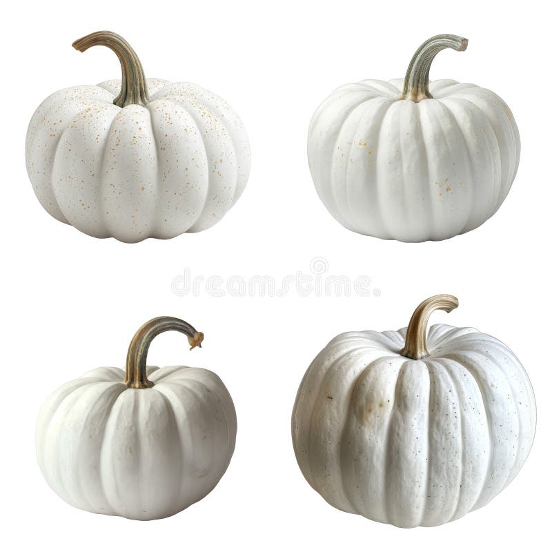 Four White Pumpkins with Different Sizes and Textures Stock Image - Illustration of autumn ...
