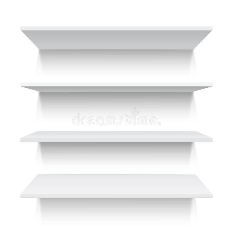 Empty White Shop Shelf, Retail Shelves, 3d Store Wall Display Vector ...