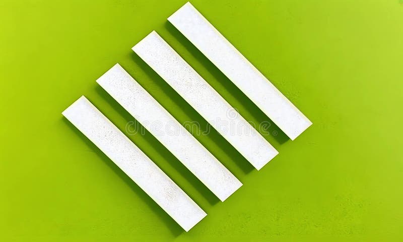 Four White Rectangular Objects Arranged in a Diamond Shape on a Lime ...