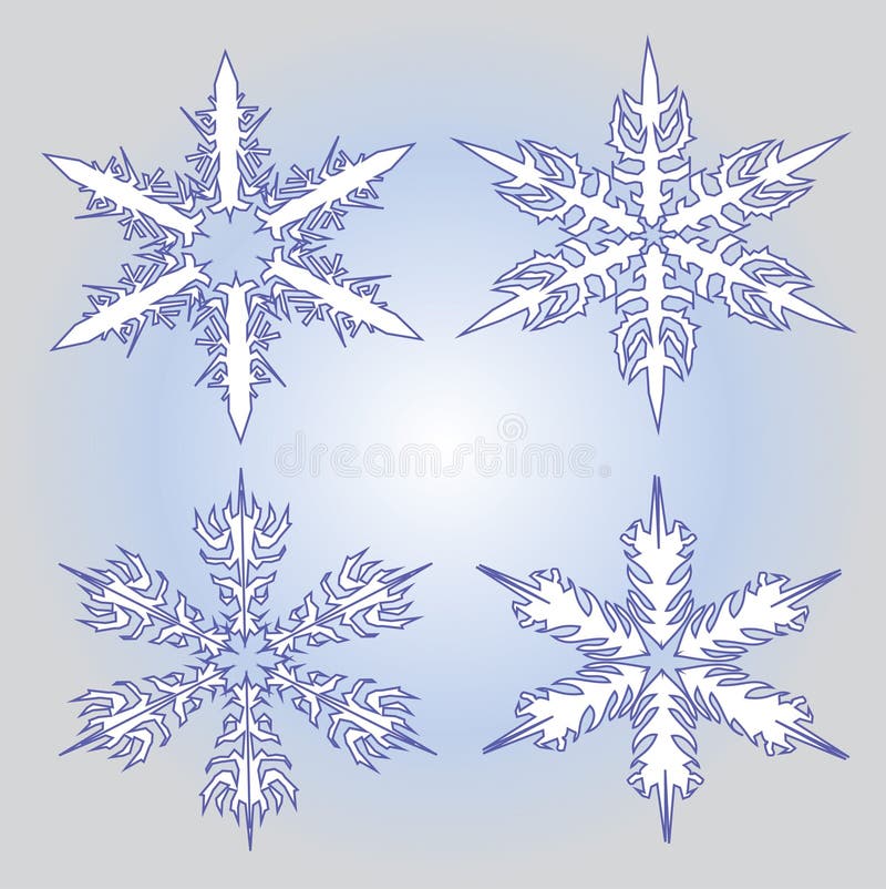 Four white snowflakes stock illustration. Illustration of holiday ...
