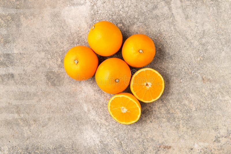 Four Whole and a Sliced Ripe Orange Stock Image - Image of delicious ...