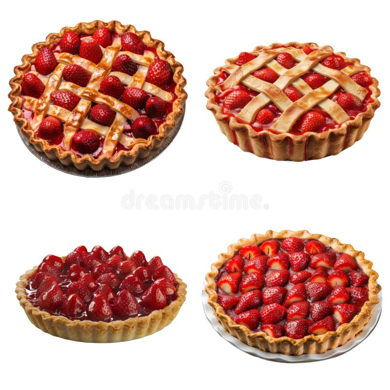 Four Whole Strawberry Pies with Lattice and Solid Crusts Stock Image ...
