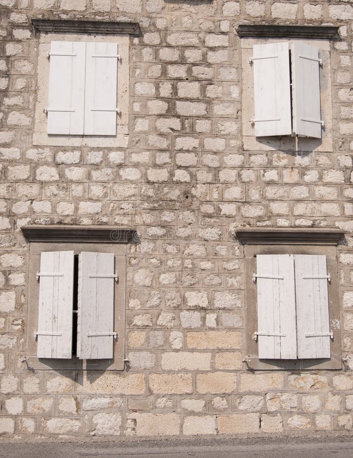 Four windows stock photo. Image of grey, wall, shutters - 108656490