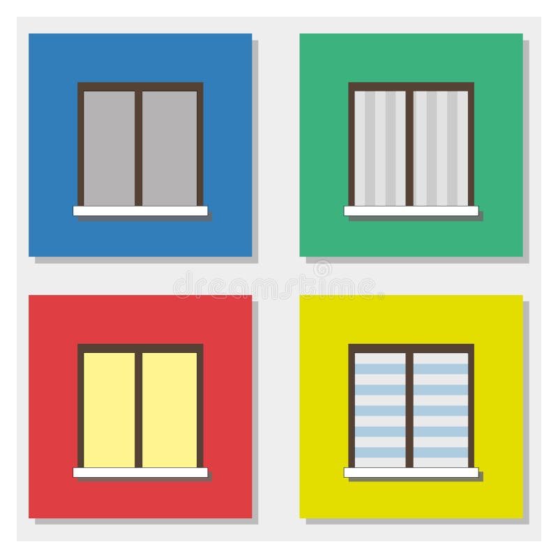 Four Windows with Colored Walls, Flat Design Stock Vector ...