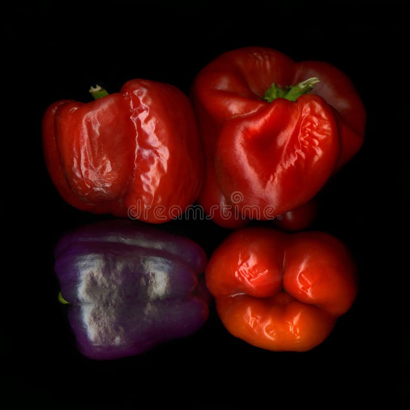 Four Withered Bell Peppers View from Above Stock Photo - Image of bell ...