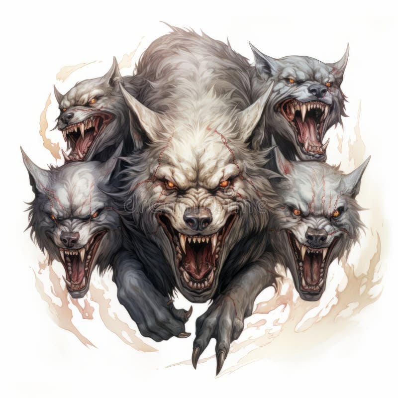Four Wolf Creatures Attacking: Artgerm Style Illustration Stock ...