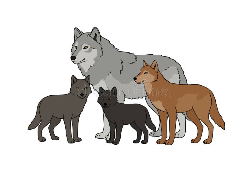 Wolf pack clip art stock vector. Illustration of species - 365009808
