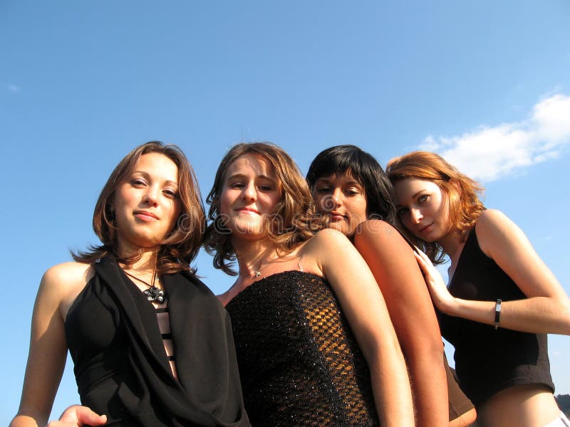 Four women stock image. Image of close, happiness, fashion - 1303253