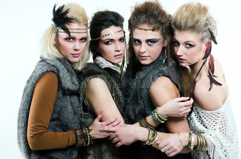 Four women stock image. Image of hair, freedom, bracelets - 40468345