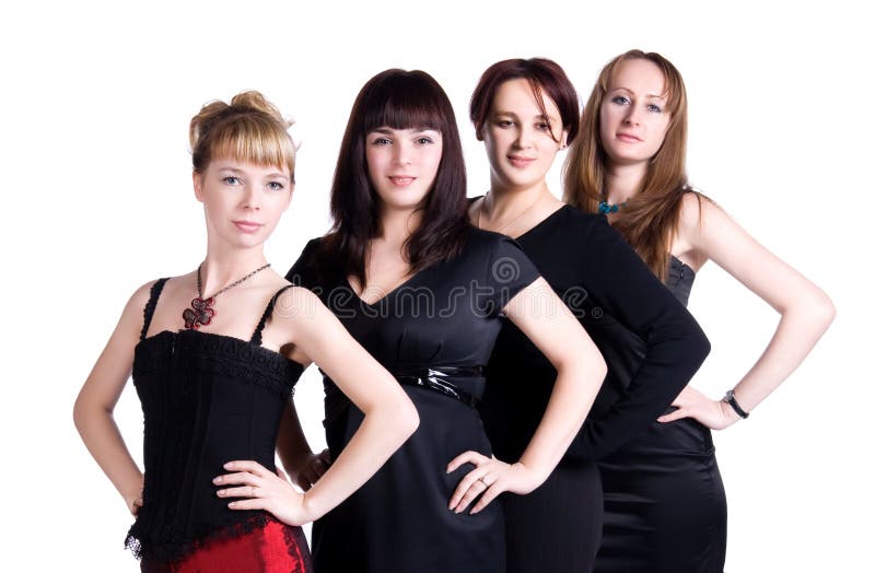 Four Women Standing Abreast Stock Image - Image of females, human: 4547099