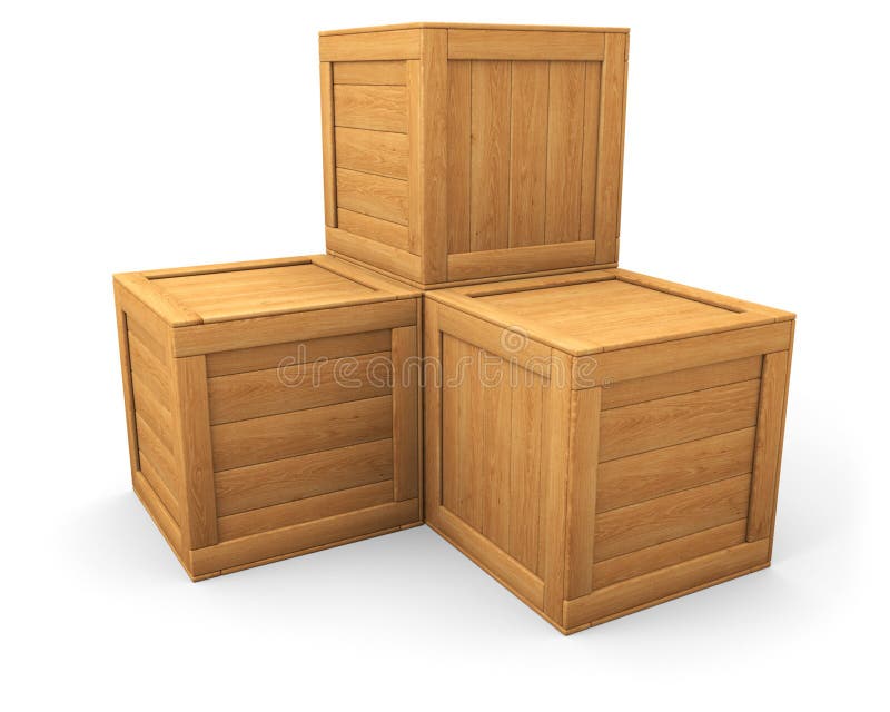 Four wooden boxes stock illustration. Illustration of delivering - 33363297