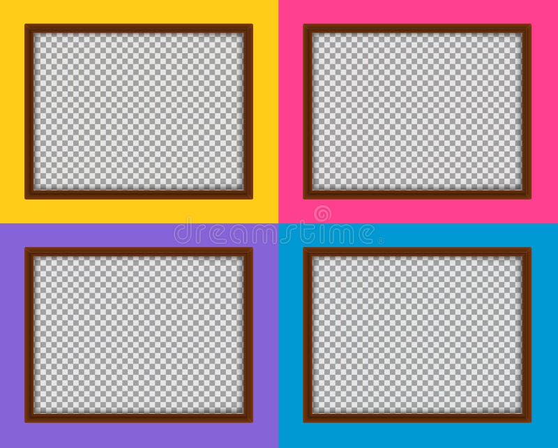 Four Wooden Frames with Different Color Backgrounds Stock Vector ...