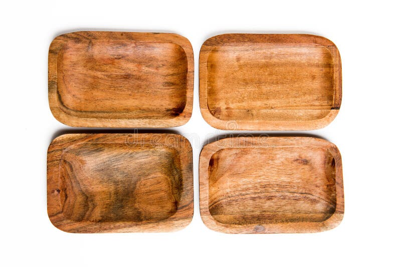 Four Wooden Rectangular Eco-friendly Bowls Stock Photo - Image of empty ...