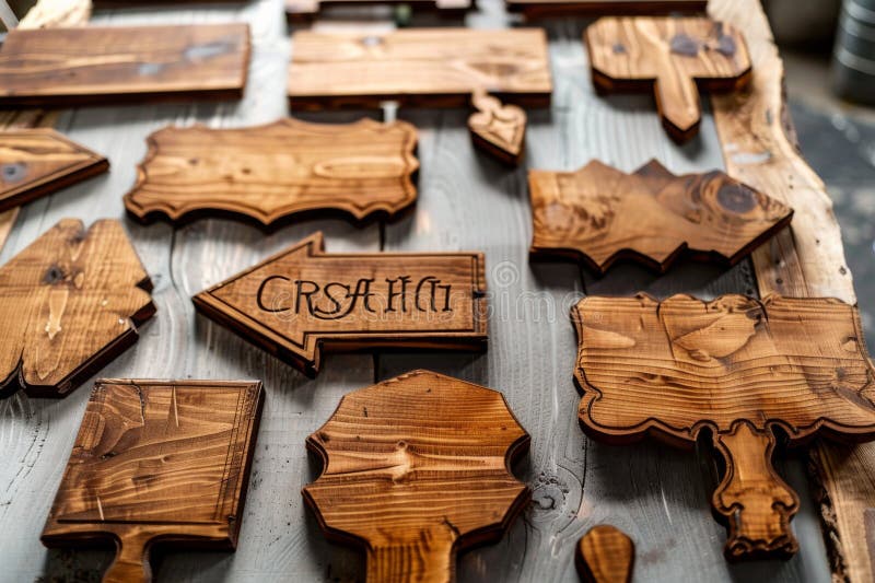 Four Wooden Tags with Rustic Charm, Shaped As a Tree, a Classic Tag ...