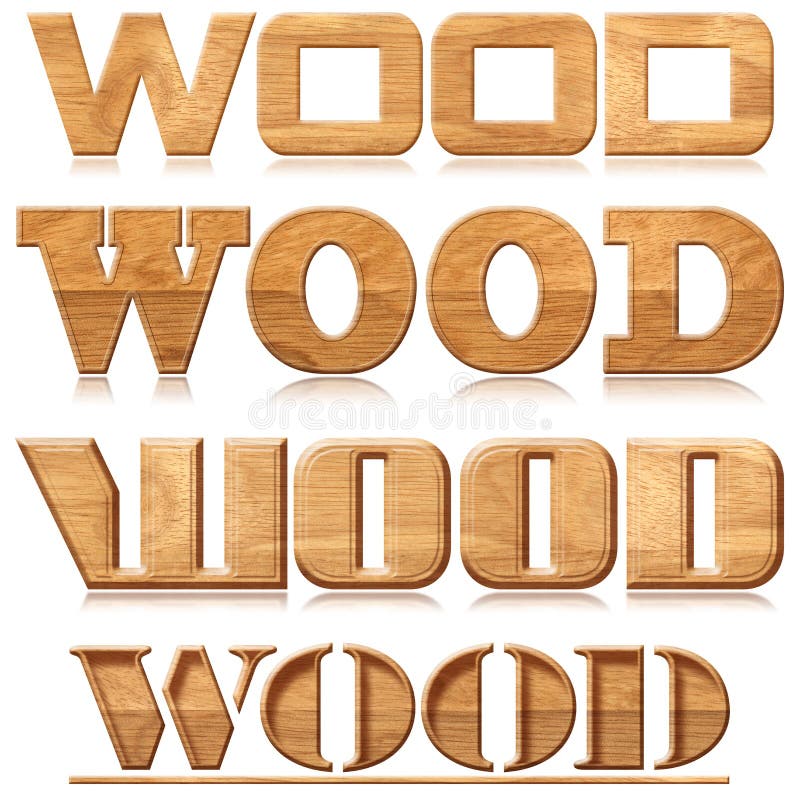 Four Words Wood in Wood Carving Stock Illustration - Illustration of ...