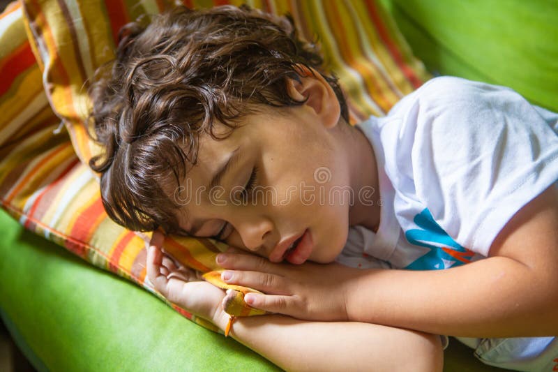 Four-year-old Boy Taking an Afternoon Nap after Lunch Stock Image ...