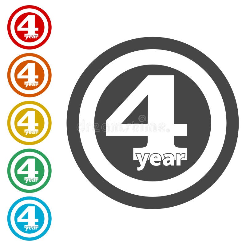 Four Years Sign, Four Years Icon Stock Vector - Illustration of ...
