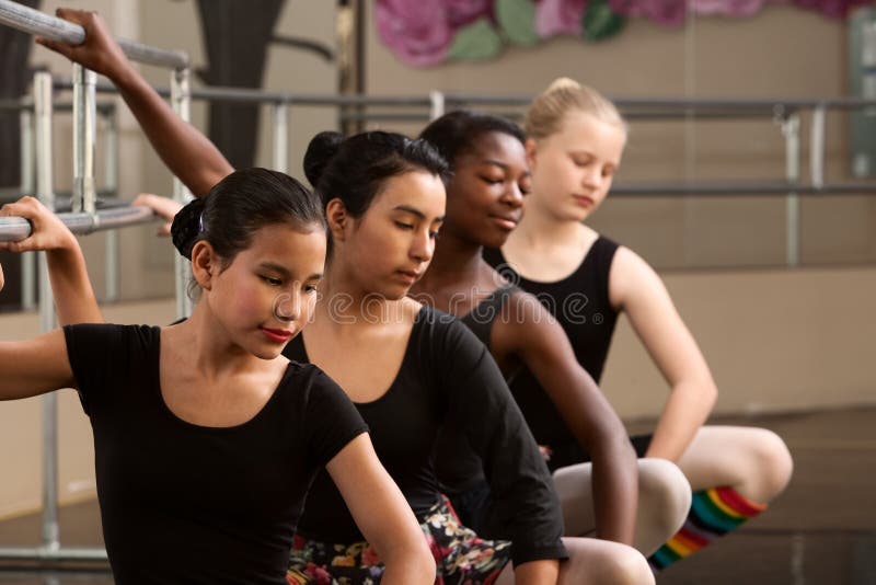 Four Young Ballet Students stock image. Image of caucasian - 24882109