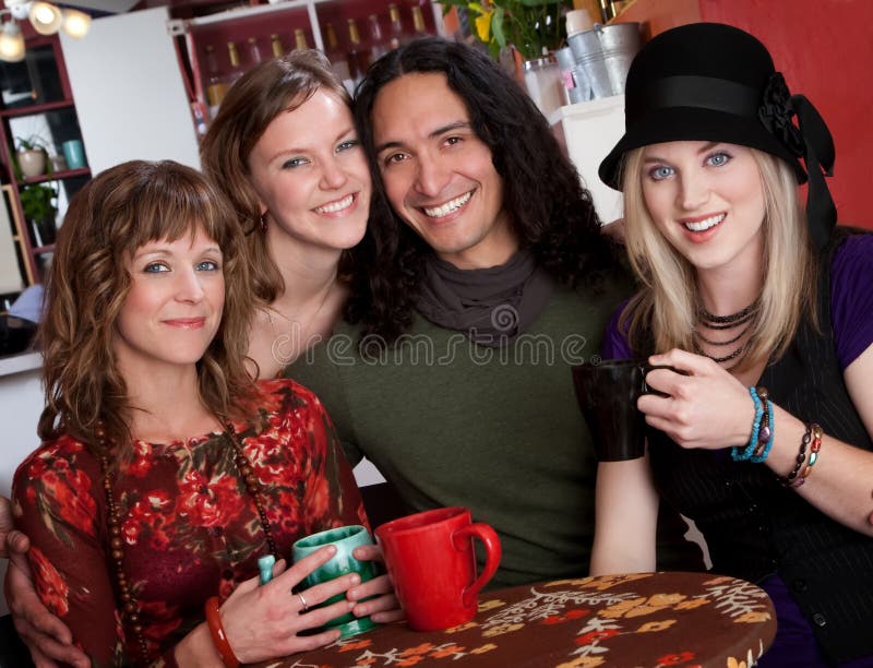 Four young friends stock photo. Image of busy, expression - 14742896