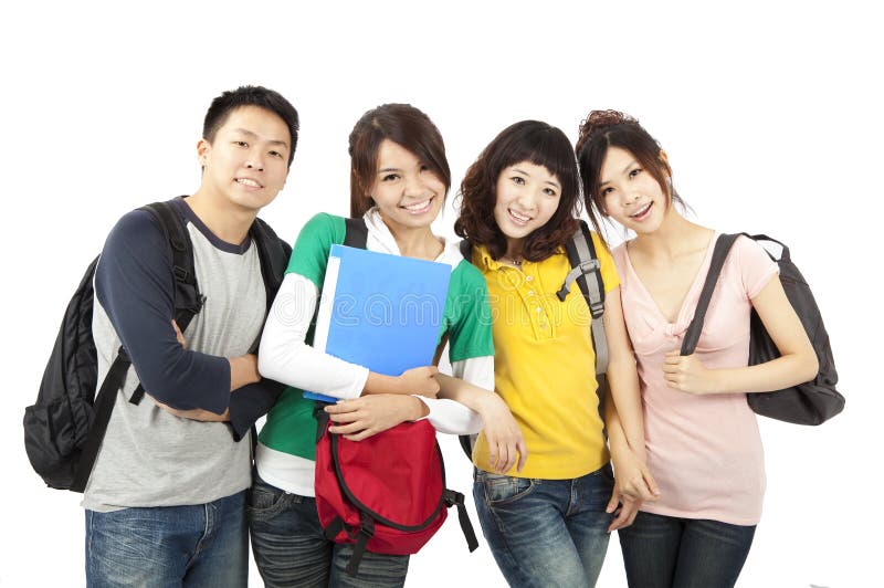 Four young happy students stock photo. Image of lifestyle - 19772976